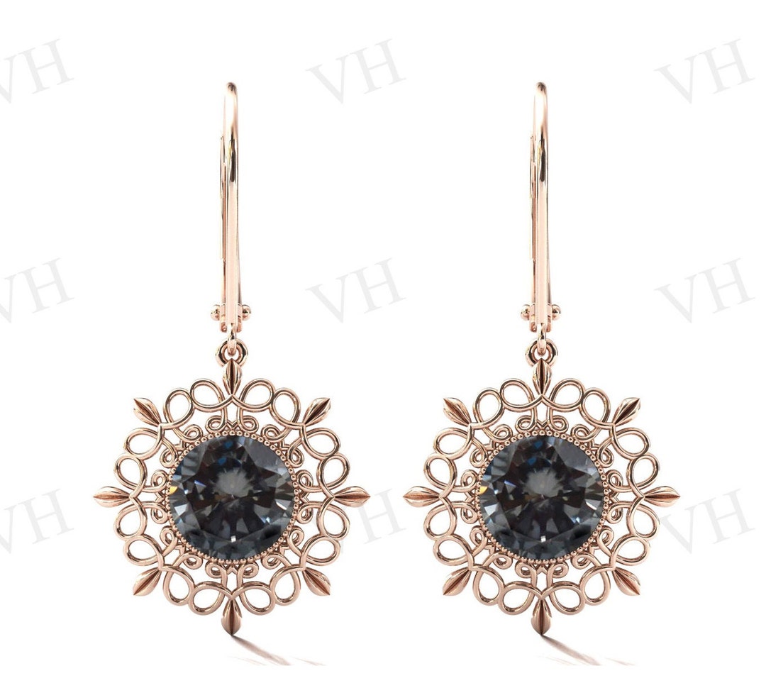 Antique Grey Spinel Earrings for Women Art Deco Wedding Earrings ...