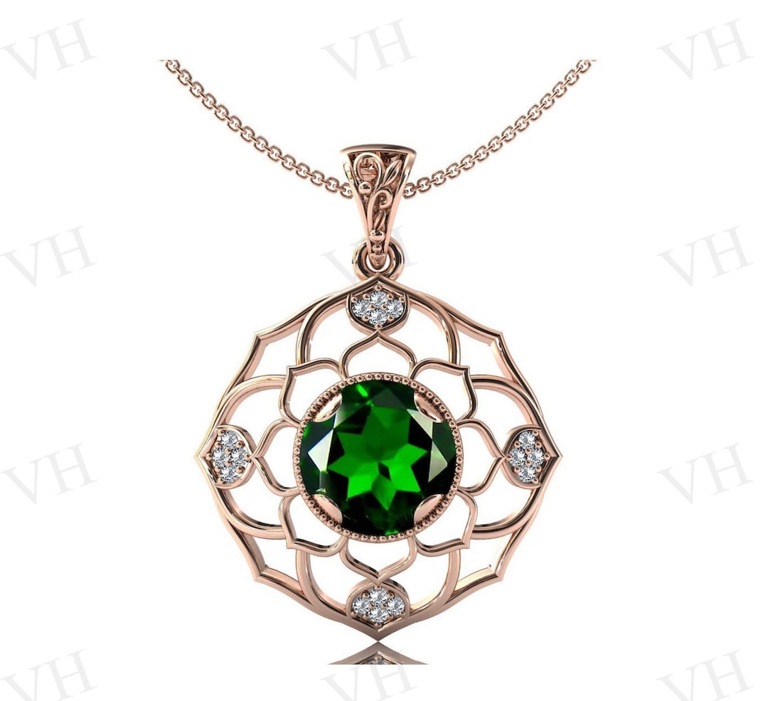 Art Deco Chrome Diopside Pendant Antique Wedding Pendant for Women ...