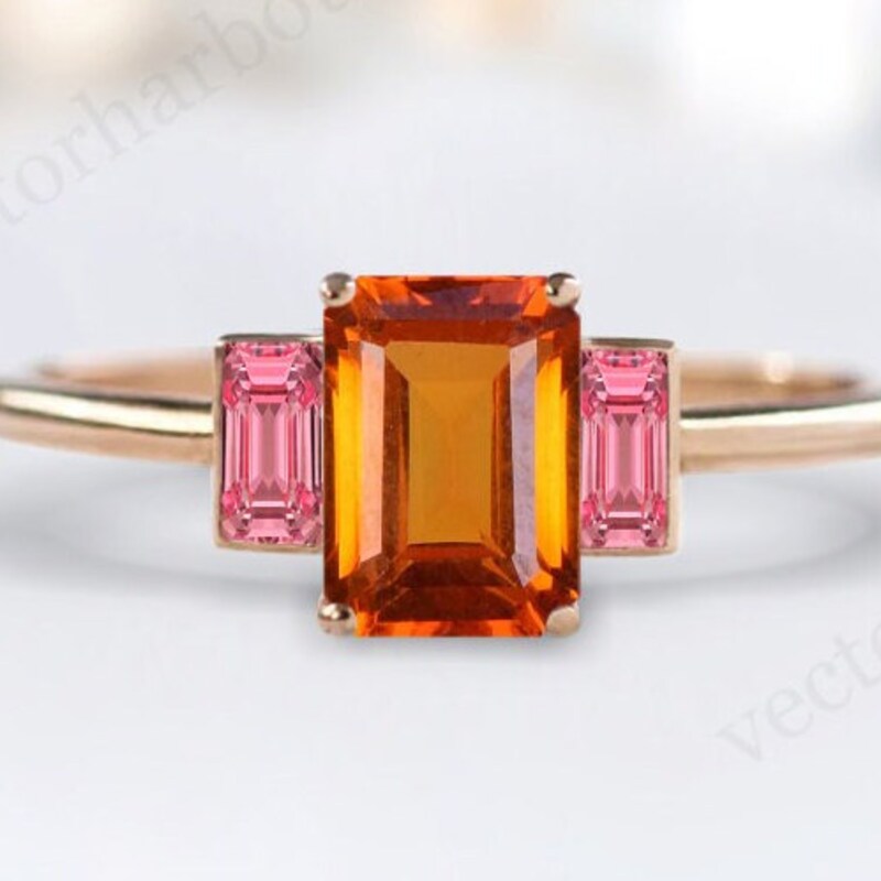 Orange Gemstone Ring - Etsy