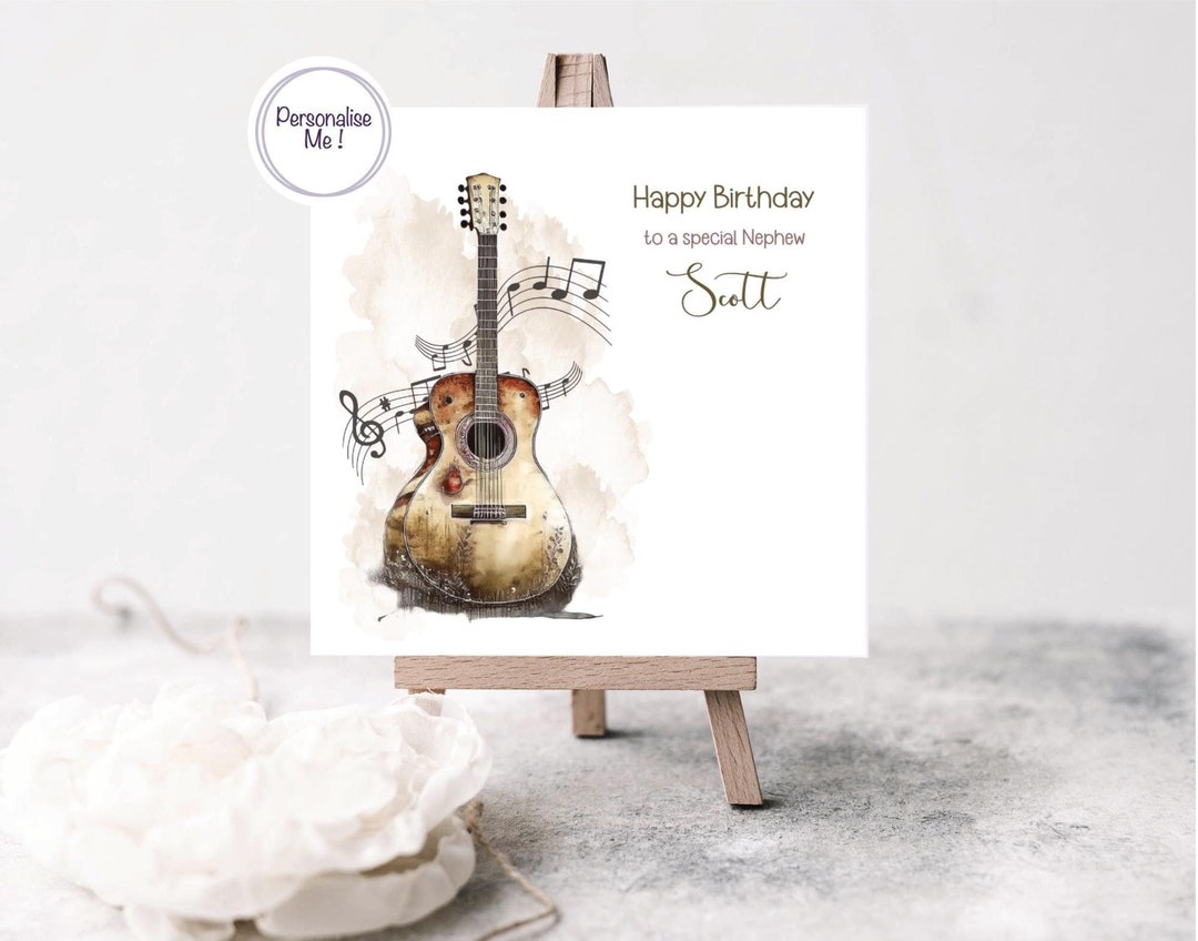 Personalized Guitar Birthday Card: Music Lover, Musician - Etsy
