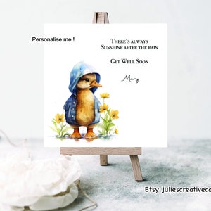 Personalised Get Well Soon Card, Cute Duck With His Hoodie Amongst the ...