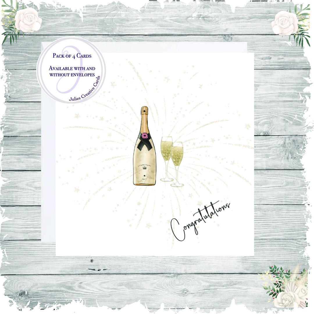 Congratulations Luxury Pack of 4 Cards to Send Congratulations, Bottle ...
