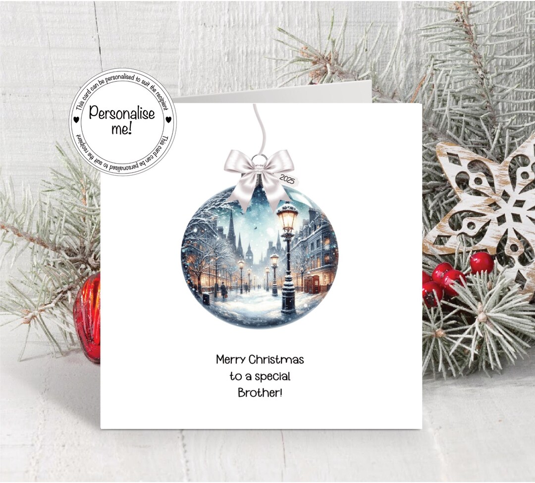 Personalized Bauble Christmas Card: Family Relation Card - Etsy
