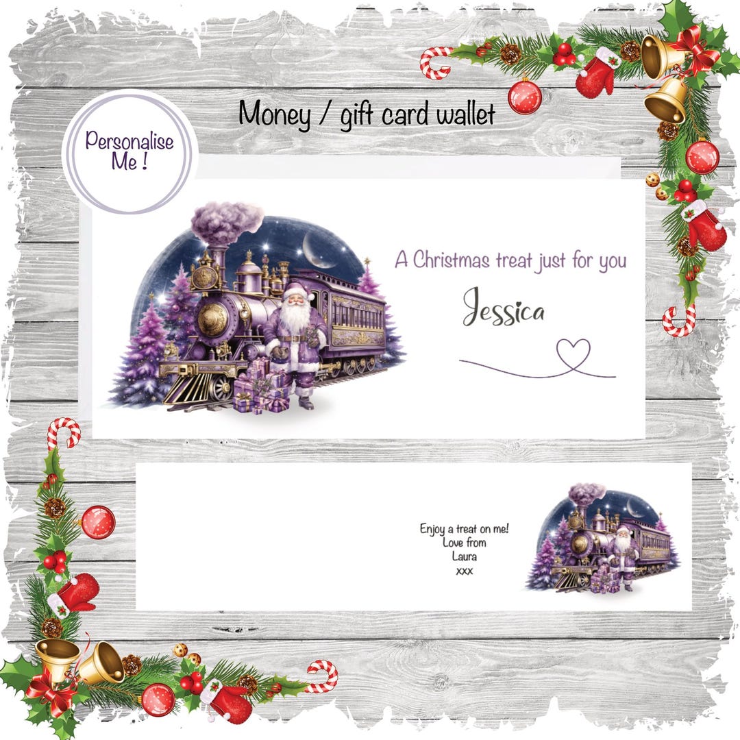 Christmas Santa Personalised Money Wallet With Train, Father Christmas ...