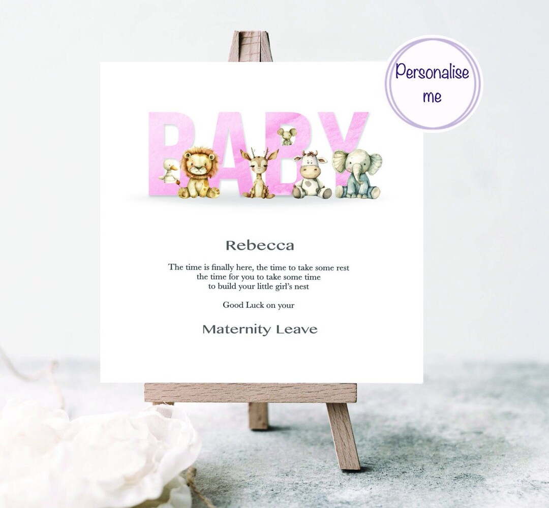 Personalized Maternity Leave Card, Baby Girl, Good Luck Card - Etsy UK