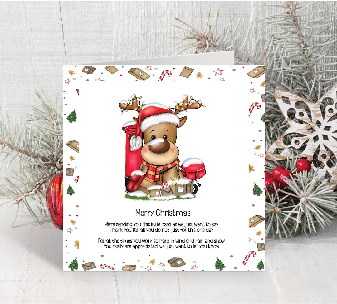 Thank You Christmas Card for the Postman, Post Lady, Postie, Cute ...