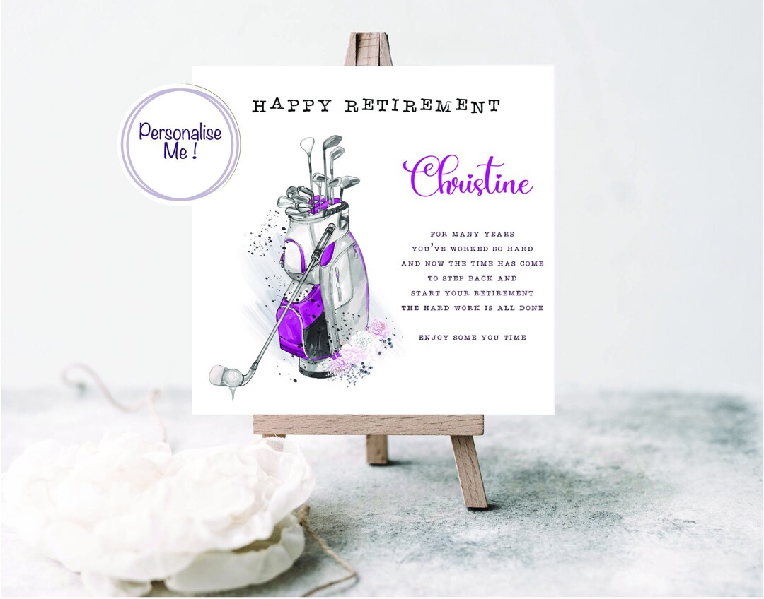 Retirement Card for Her, Personalised Golfer Retirement Card, Colleague ...