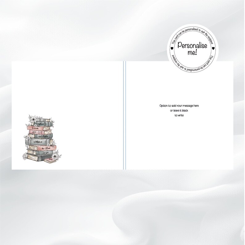 Personalized New Job Card, Pastel Book Stack Congratulations - Etsy