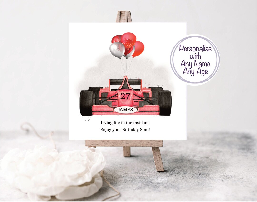Racing Car Birthday Card for Son, Card for Racing Car Lover ...