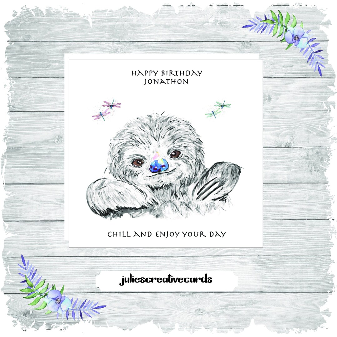 Personalised Sloth Birthday Card, Card for Sloth Fan, Sloth Card for ...