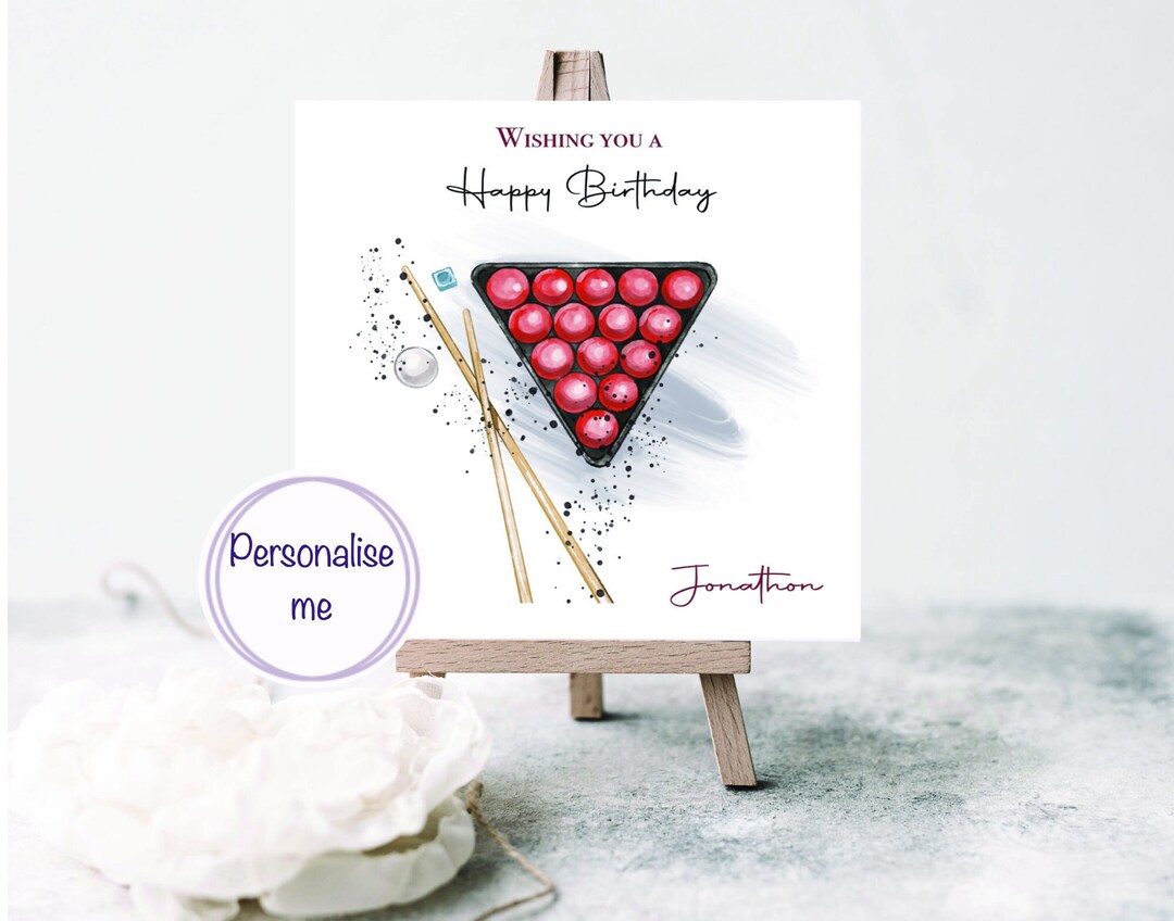 Pool Player Personalised Birthday Card, Pool Birthday Card for Him ...