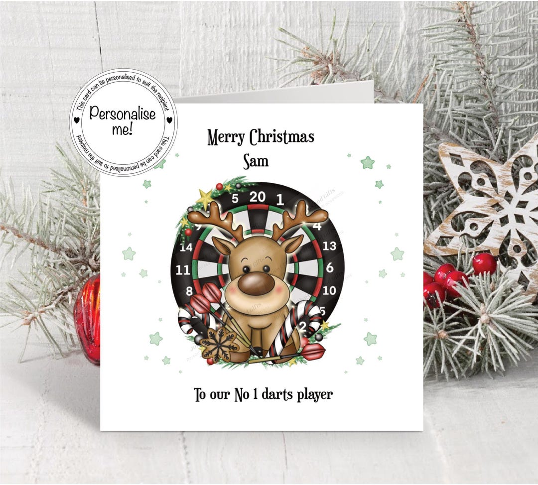 Personalized Darts Christmas Card: Reindeer for Darts Fan - Etsy UK