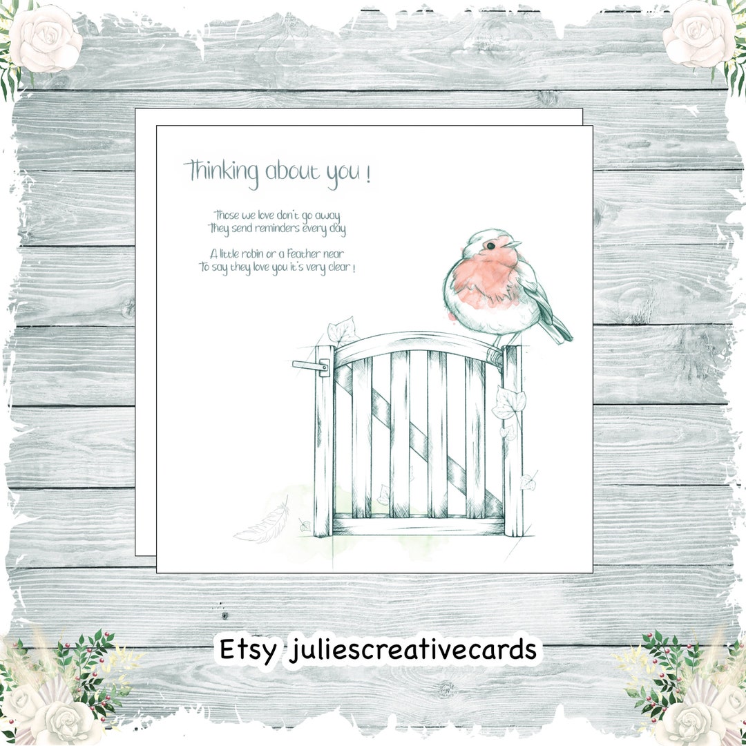 Thinking of You Card, Robin Memorial Card, Robin Sympathy Card, Robins ...
