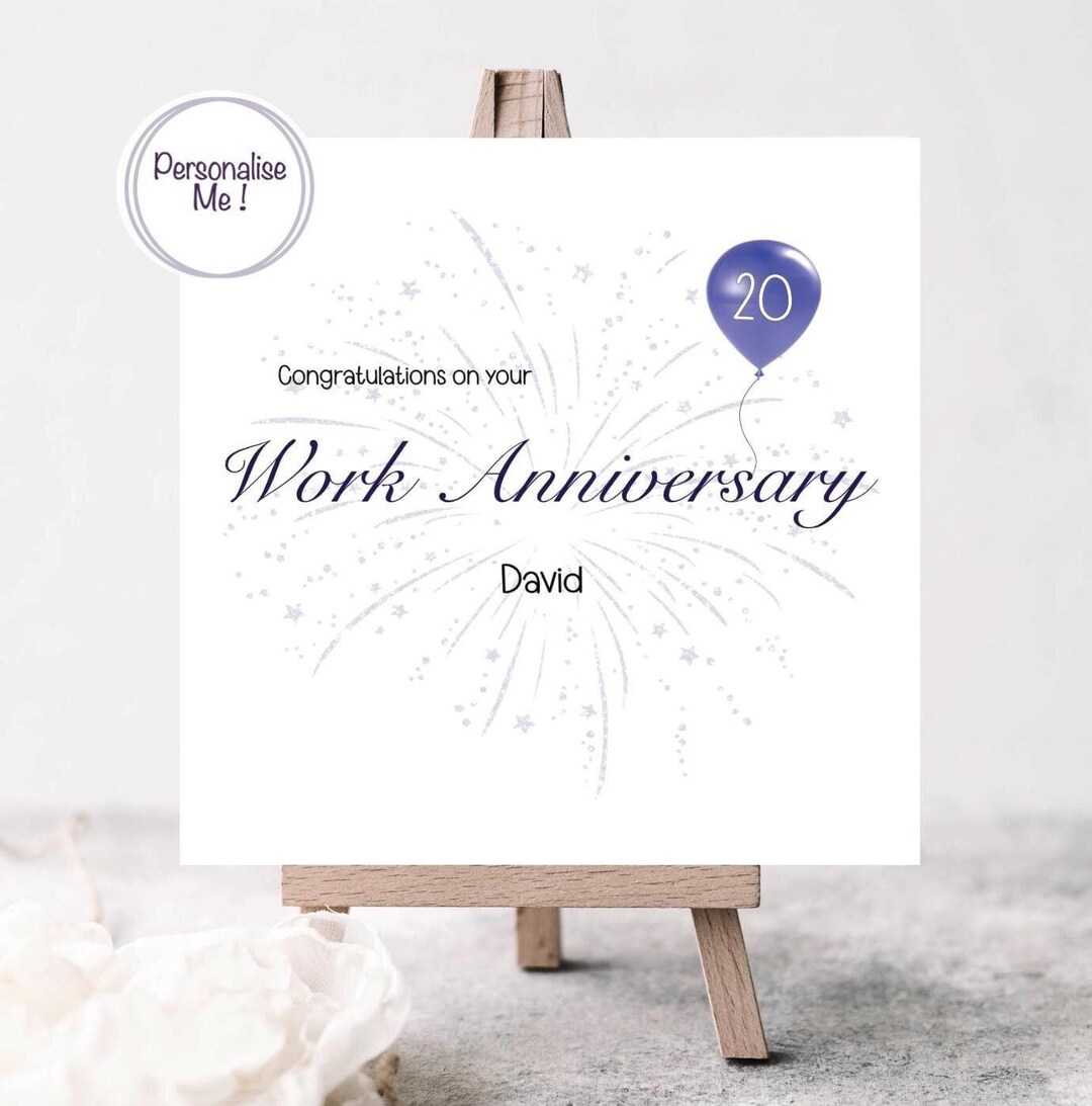 Personalized Work Anniversary Card, Colleague Appreciation - Etsy