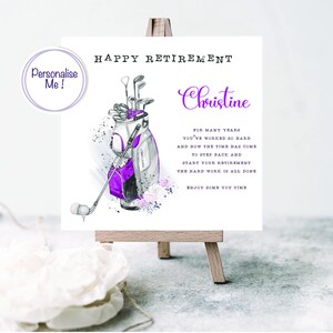 Retirement Card for Her, Personalised Golfer Retirement Card, Colleague ...