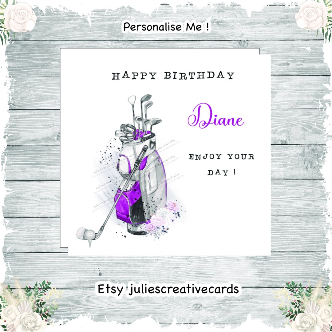 Personalised Birthday Card for a Lady Golfer Golf Birthday Card ...