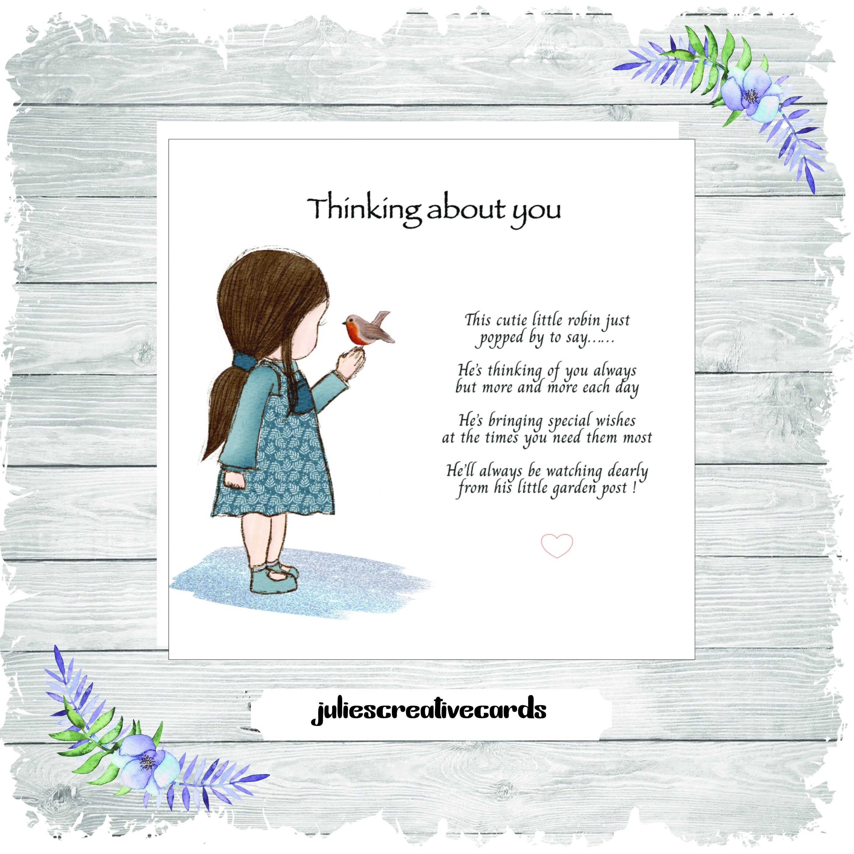 Thinking About You Card, Thoughtful Card to Show You Care, Cute Robin ...