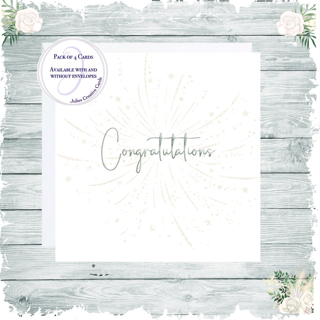 Congratulations Card Pack: Sparkle Design, Linen Cardstock (4 Pack) - Etsy