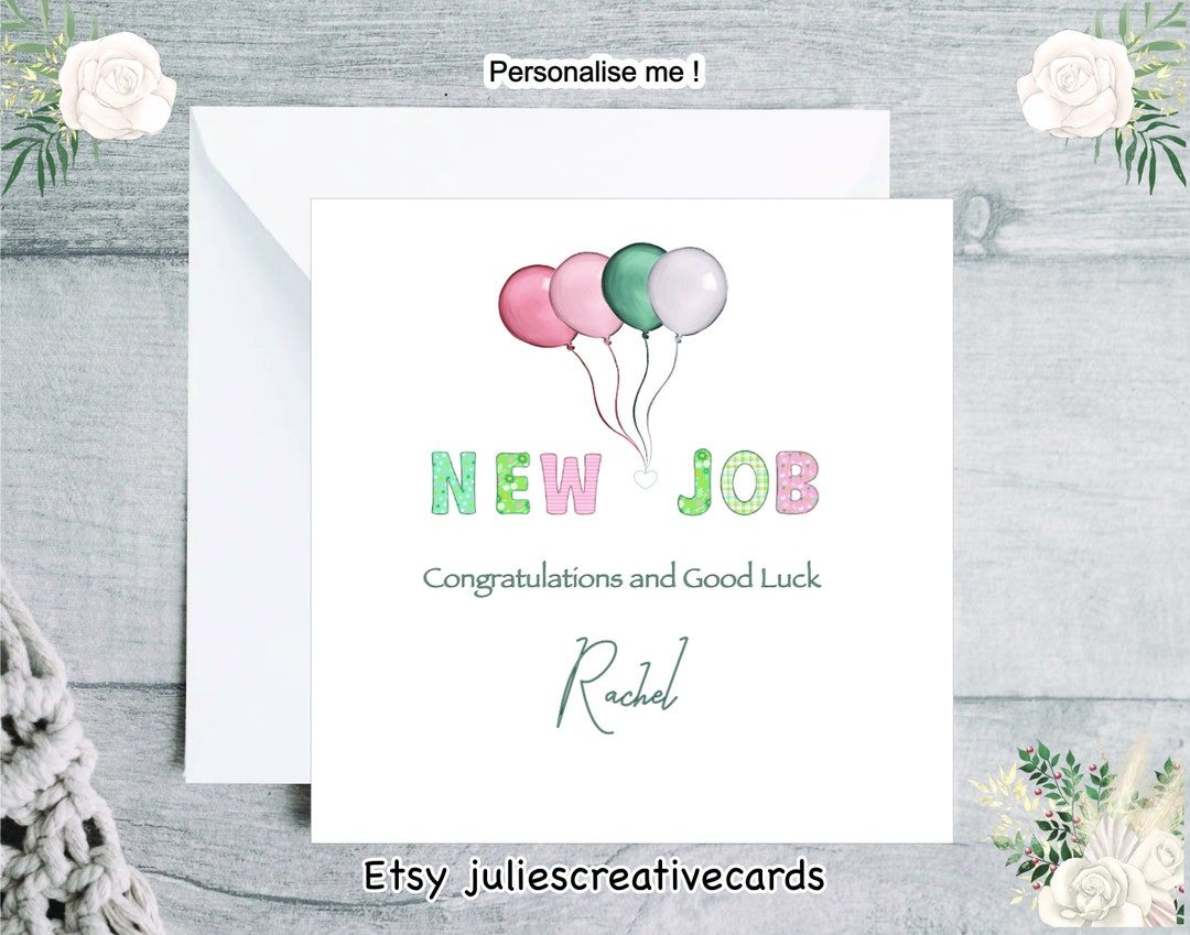 Personalised New Job Card in Pastel Shades, Congratulations on Your New ...