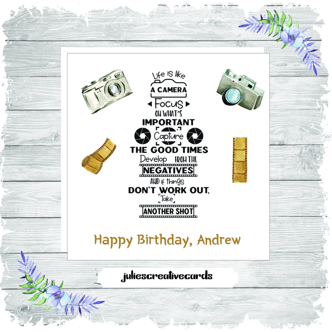 Personalised Camera Birthday Card: Photographer Gift, Camera Memories ...