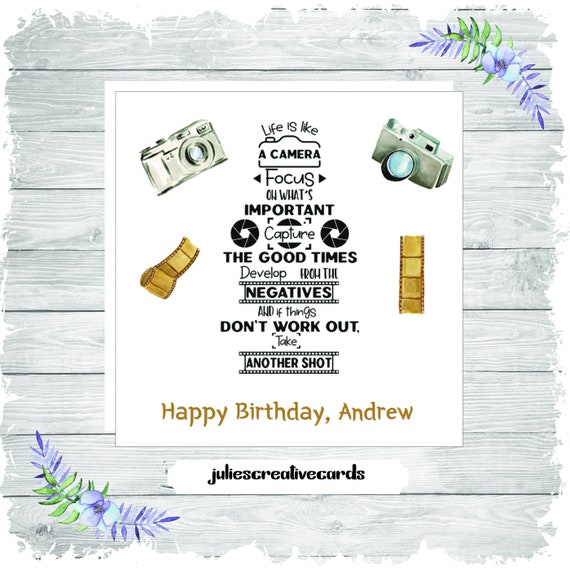 Personalised Birthday Card for a Camera Enthusiast | Etsy