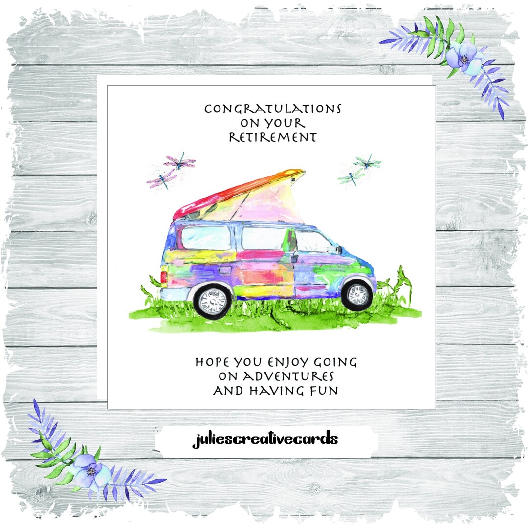 Personalized Retirement Card: Bongo Camper Van Design - Etsy