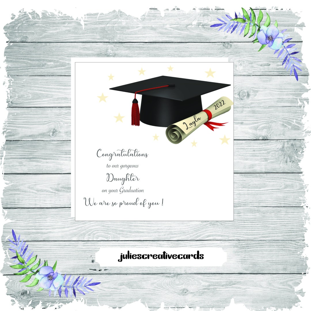 Class of 2023 or 2024 Personalised Graduation Card, Mortarboard Cap and ...