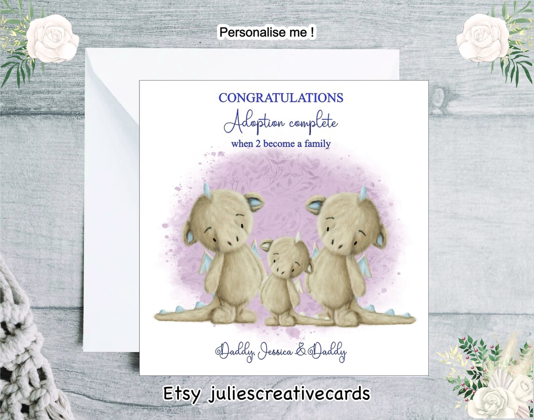 Personalised Adoption Card for a Girl, Adoption Complete Card for 2 ...