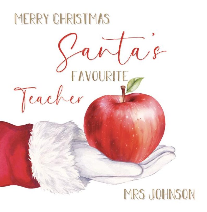 Personalized Christmas Card for Teacher, Santa's Favorite Teacher - Etsy UK