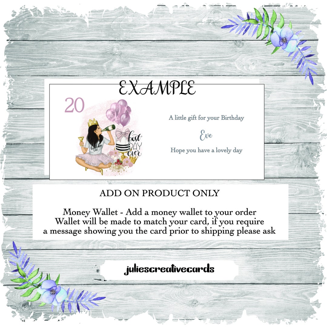 Personalized Money Wallet: Matching Card Add-on - Etsy