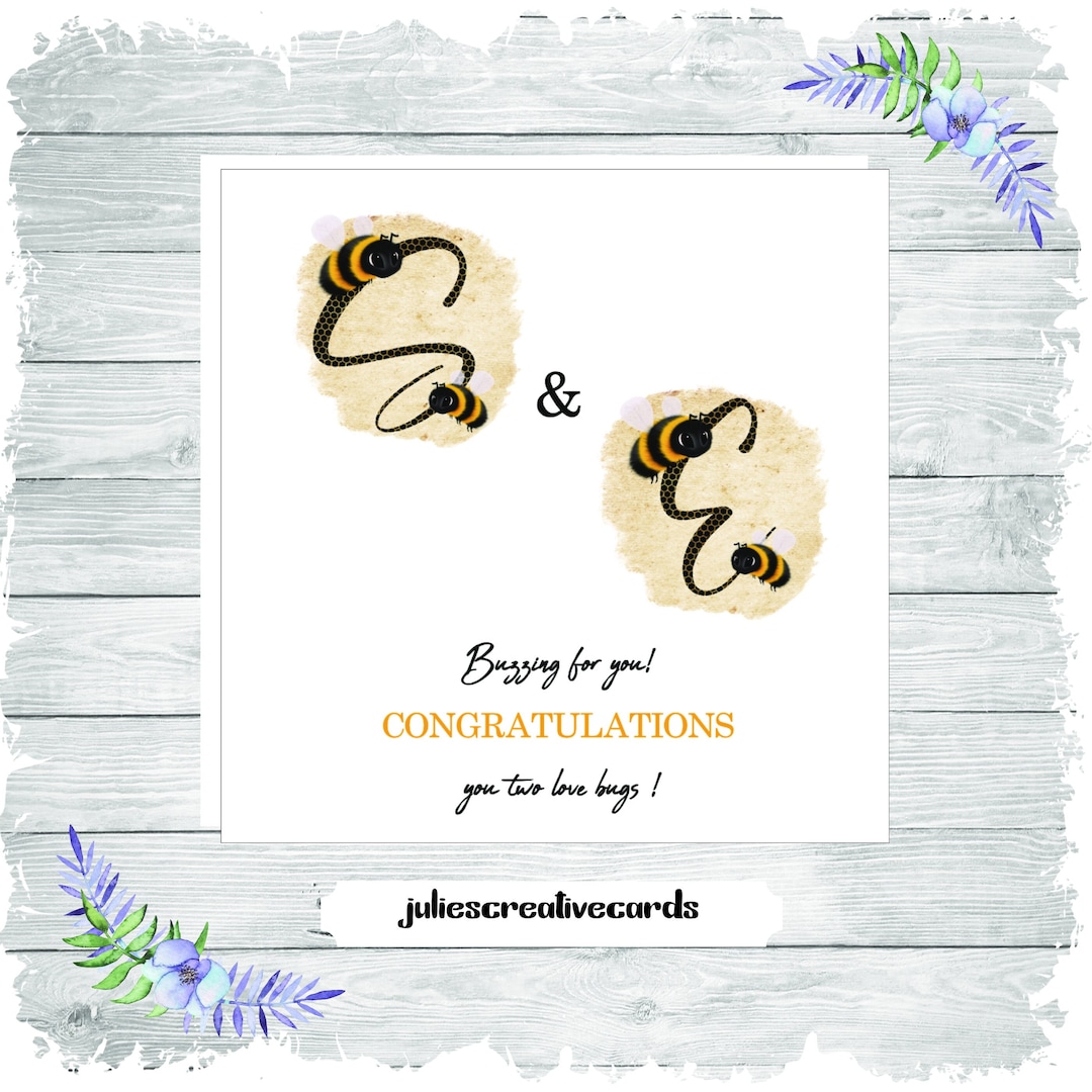 Cute Bee Congratulations Card, Perfect for Engagements, Buzzing for You ...