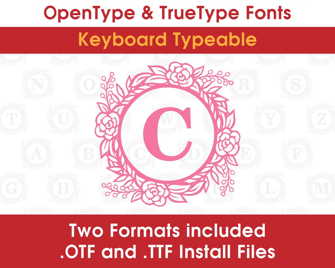 Floral Wreath Truetype Font - Etsy