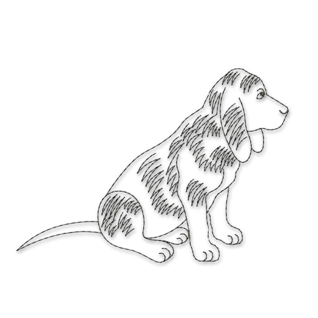 Basset Hound Dog Sketch PES DST Machine Embroidery Instant Download ...