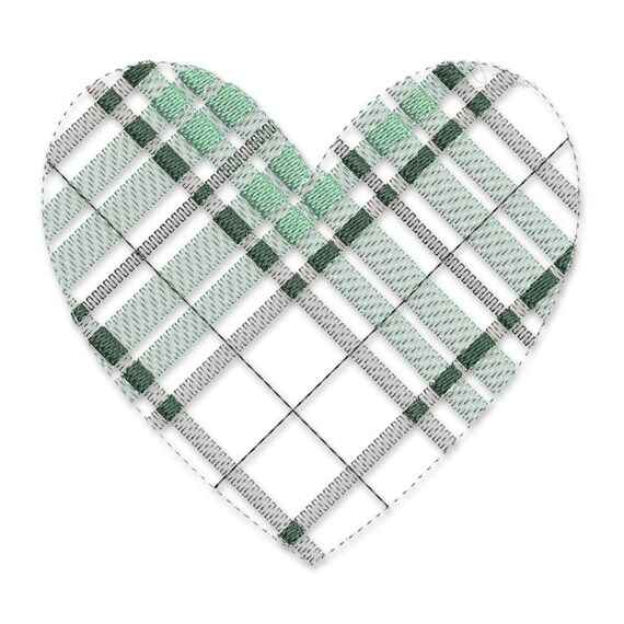 Plaid Pattern Heart PES DST Machine Embroidery Instant - Etsy