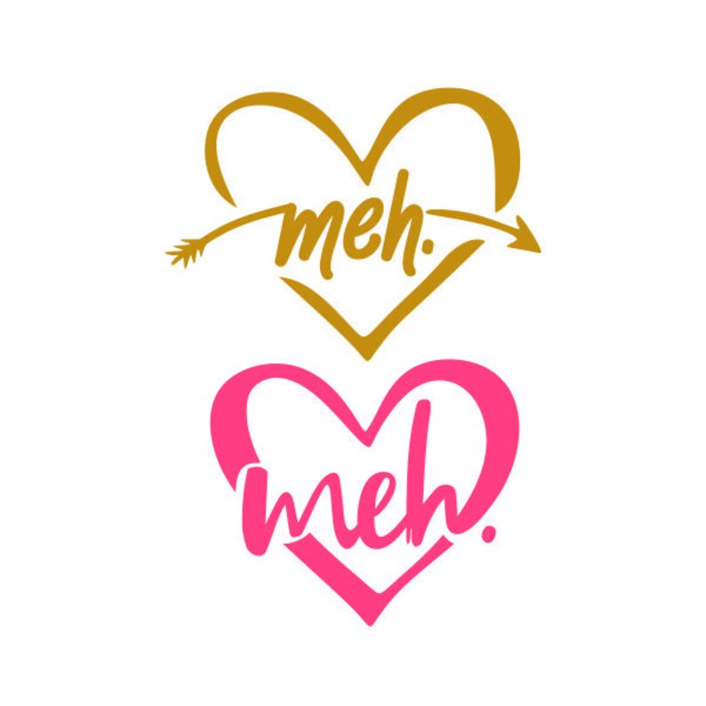 Meh Heart Cuttable Design SVG PNG DXF & Eps Designs Cricut - Etsy