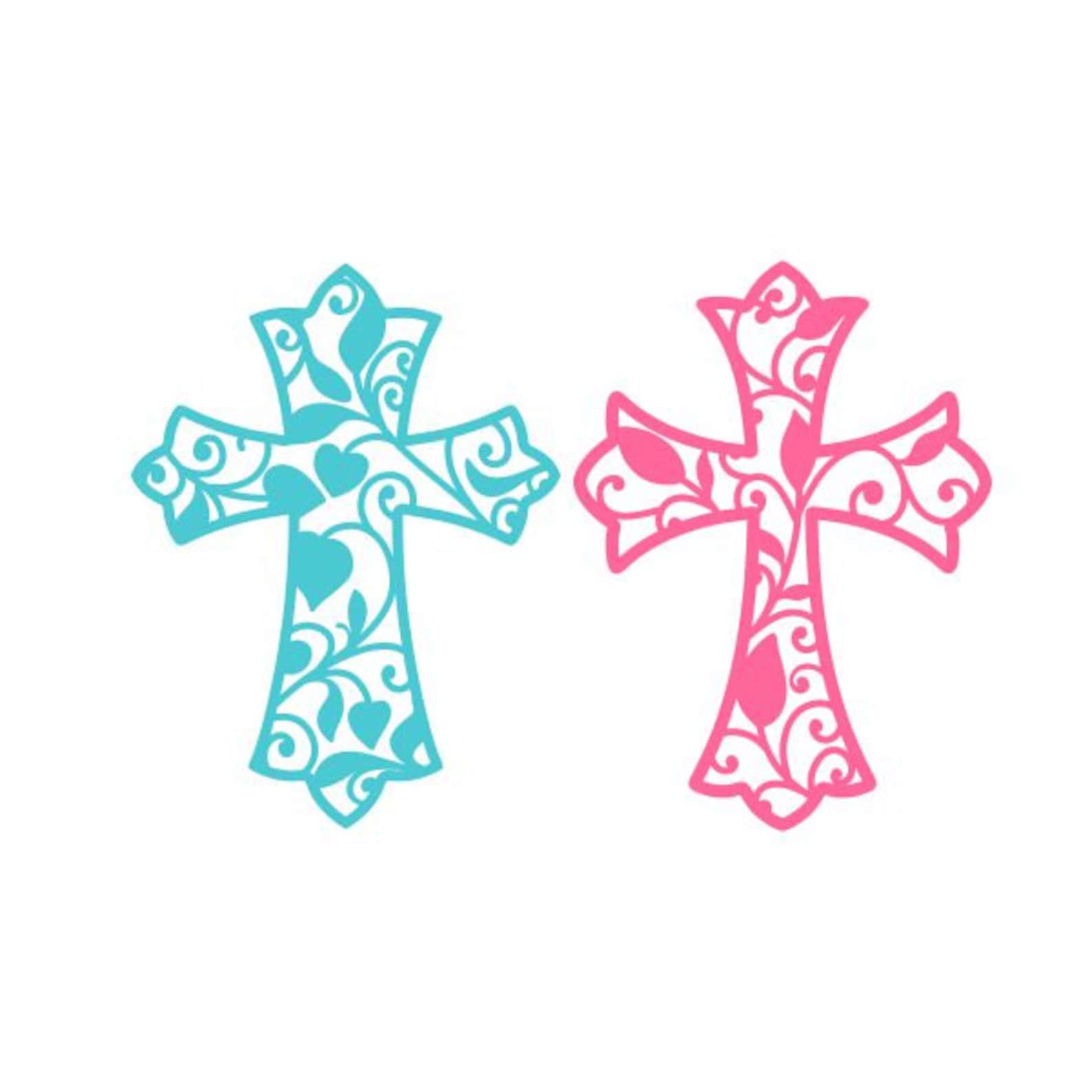 Floral Cross Decal Cuttable Design SVG PNG DXF & Eps Designs - Etsy