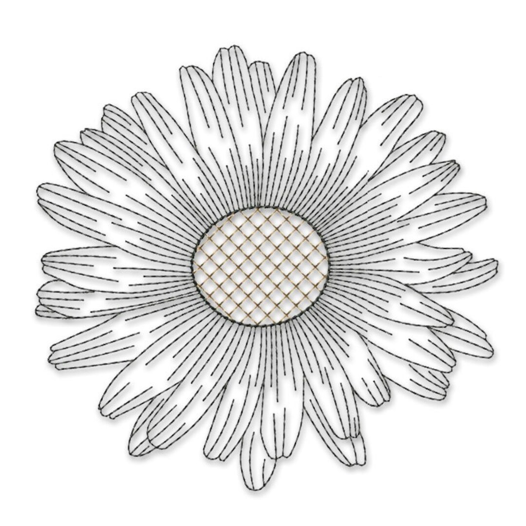 Daisy Flower Sketch Embroidery Design PES DST Instant Download - Etsy
