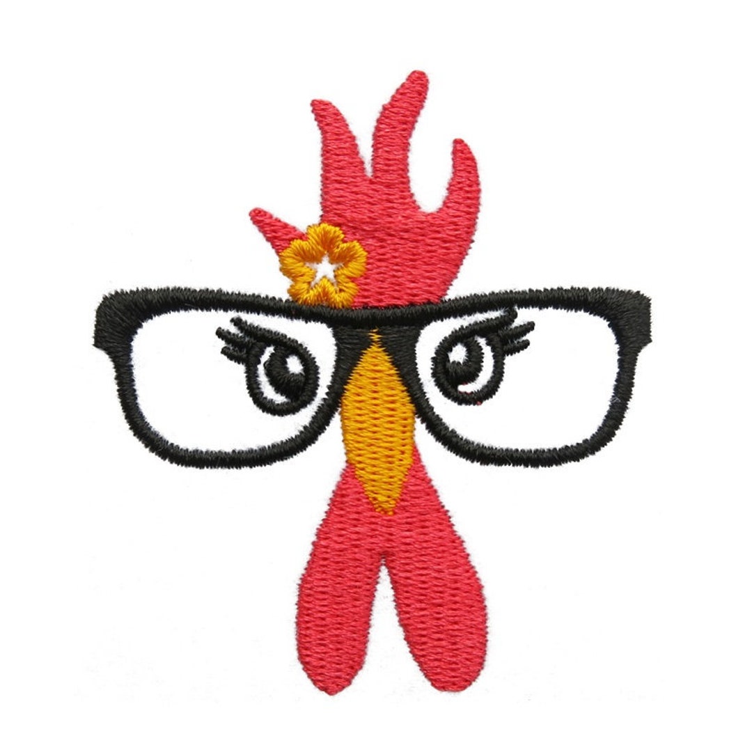 Glasses Chicken Face Embroidery Design Instant Download PES DST - Etsy
