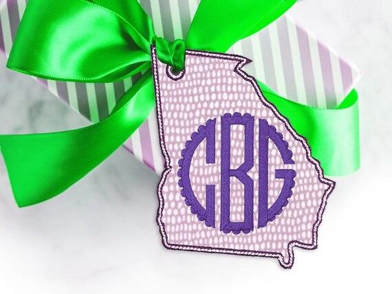Georgia State Gift Tag in the Hoop PES DST Machine Embroidery - Etsy