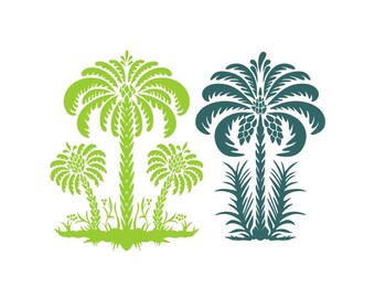 Palm Tree Waves Beach Love Ocean Cuttable Design PNG DXF SVG & Eps File ...