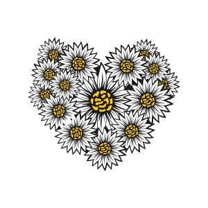 Heart Daisy Flower Cuttable Design SVG PNG DXF & Eps Designs - Etsy
