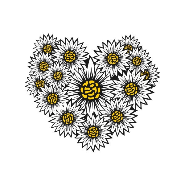 Heart Daisy Flower Cuttable Design SVG PNG DXF & Eps Designs | Etsy