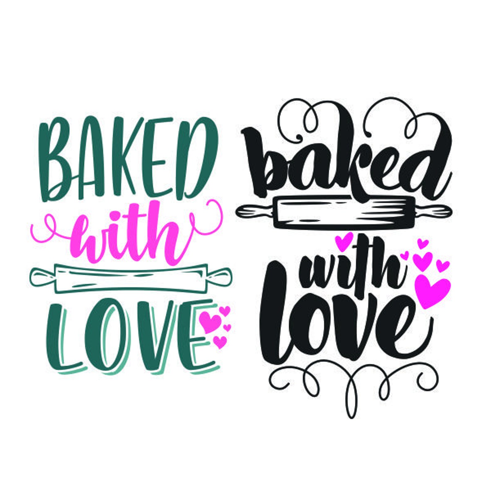Baked With Love Cuttable Design SVG PNG DXF & Eps Designs | Etsy