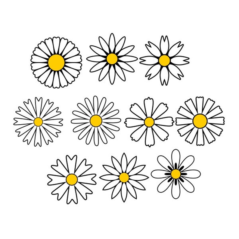 Daisy Flowers Pack Cuttable Design SVG PNG DXF & Eps Designs - Etsy