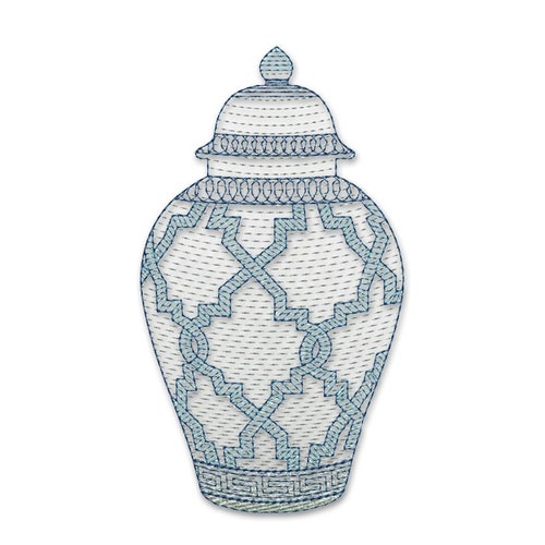 Ginger Jar Monogram Frame Sketch PES DST Machine Embroidery - Etsy