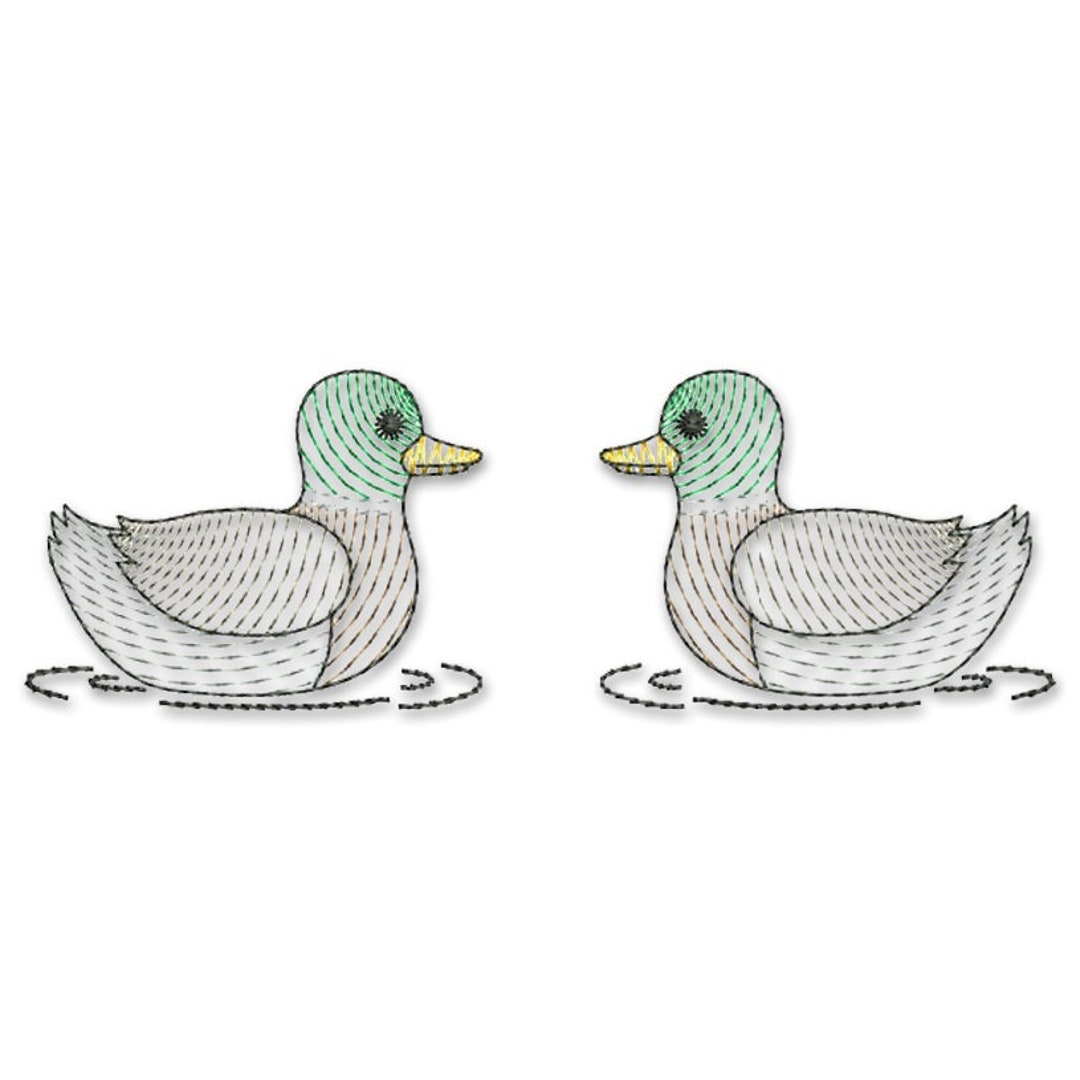 Mallard Wild Duck Bird Sketch PES DST Machine Embroidery Instant ...