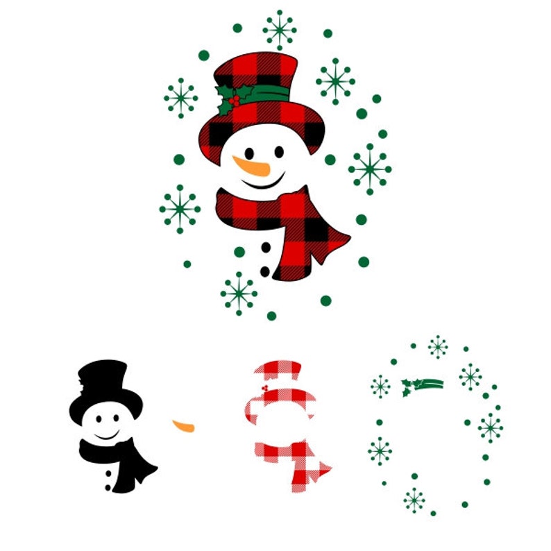 Plaid Winter Christmas Snowman Cuttable Design SVG PNG DXF & - Etsy