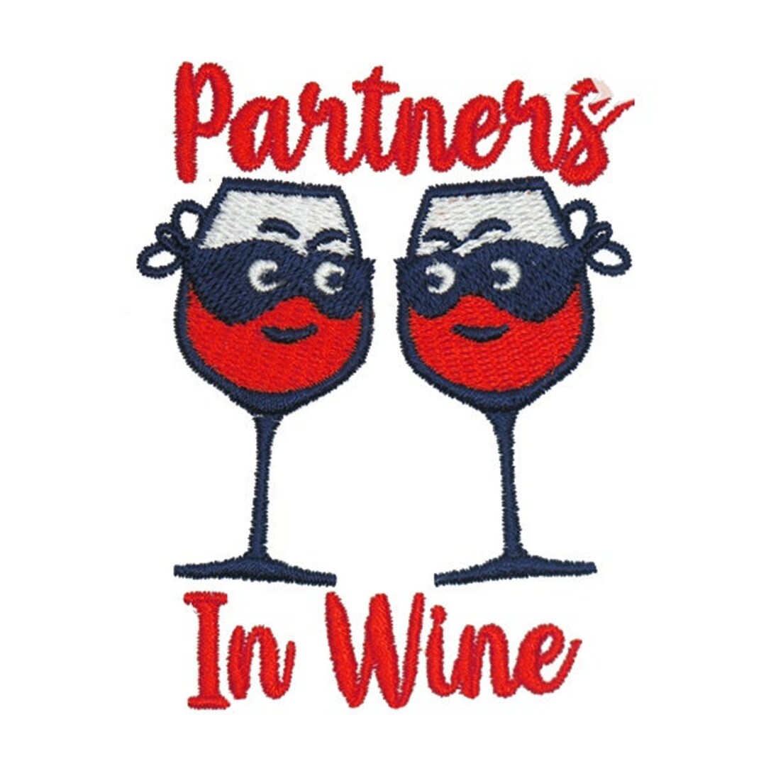 Partners in Wine Embroidery Design Instant Download PES DST - Etsy