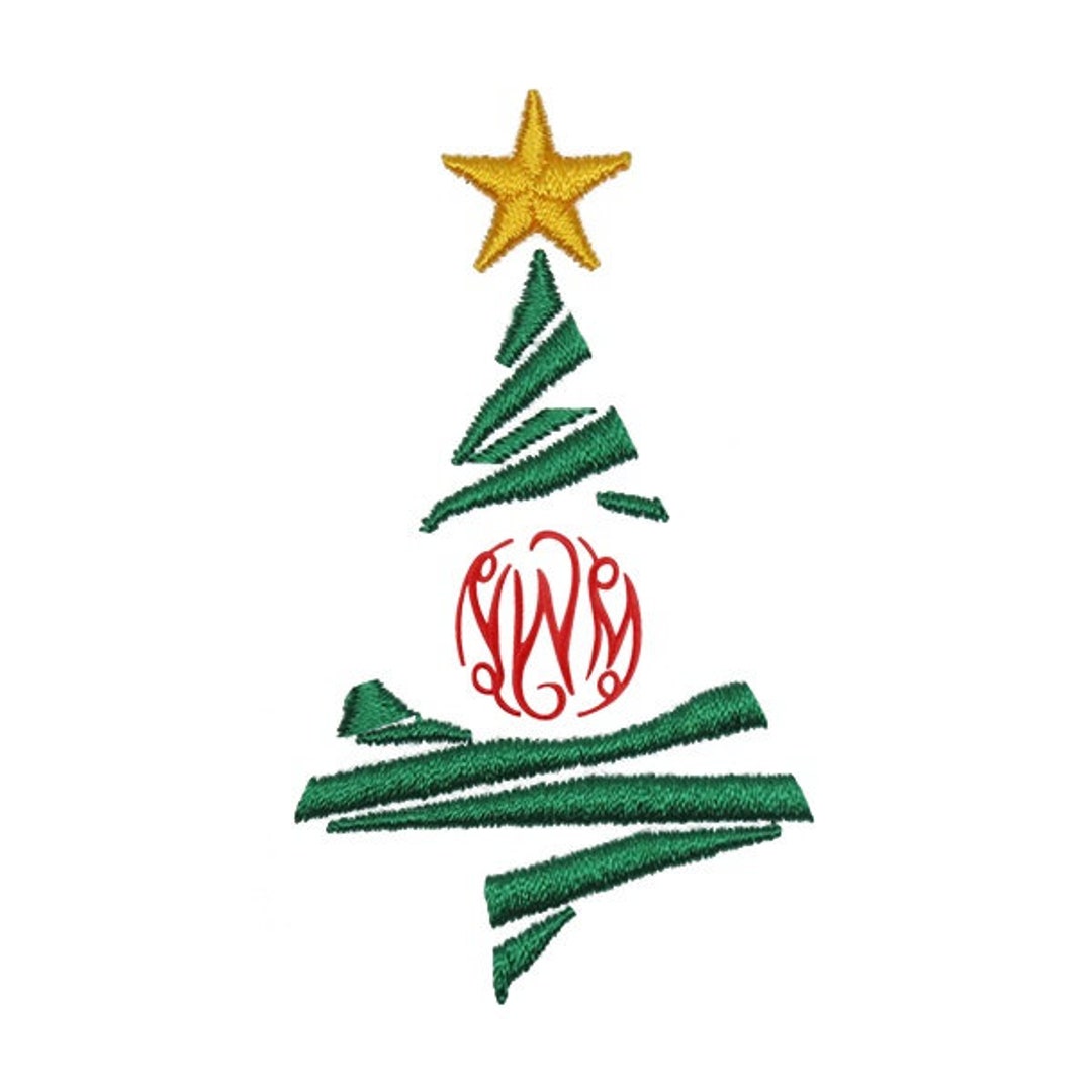 Christmas Tree Monogram Frame Embroidery Design Instant Download PES ...