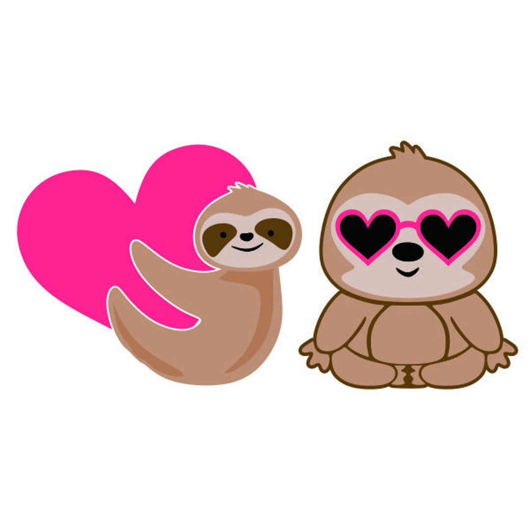 Valentine Sloth Cuttable Design SVG PNG DXF & Eps Designs Cricut Cameo ...